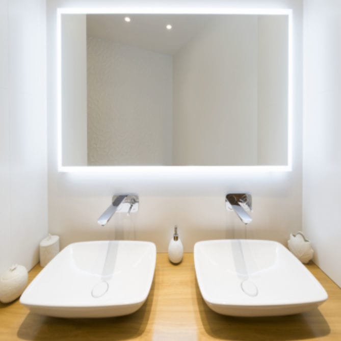 Wall-mounted mirror - MIROX 4GREEN+ - AGC Glass Europe - commercial ...