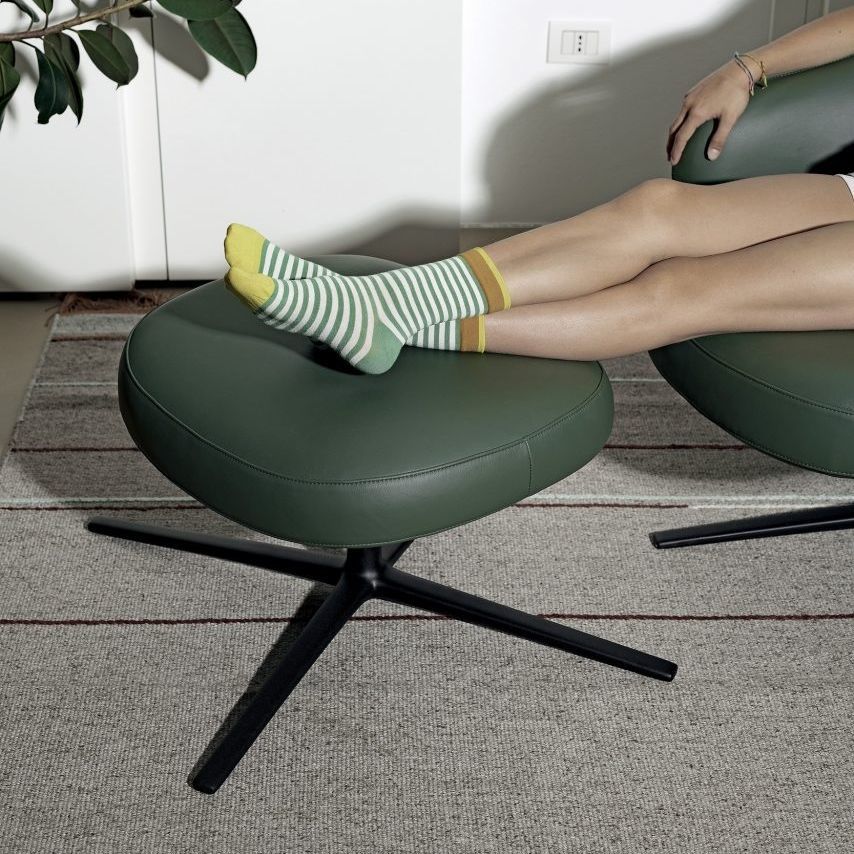 Contemporary footrest - Dua Relax - Kristalia - fabric / leather / metal