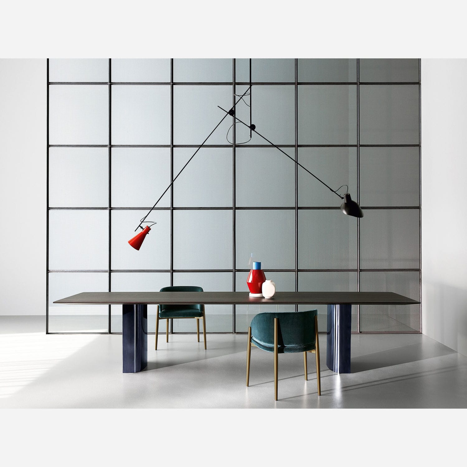 Contemporary table - JEFF - Porro - solid wood / chestnut / metal base