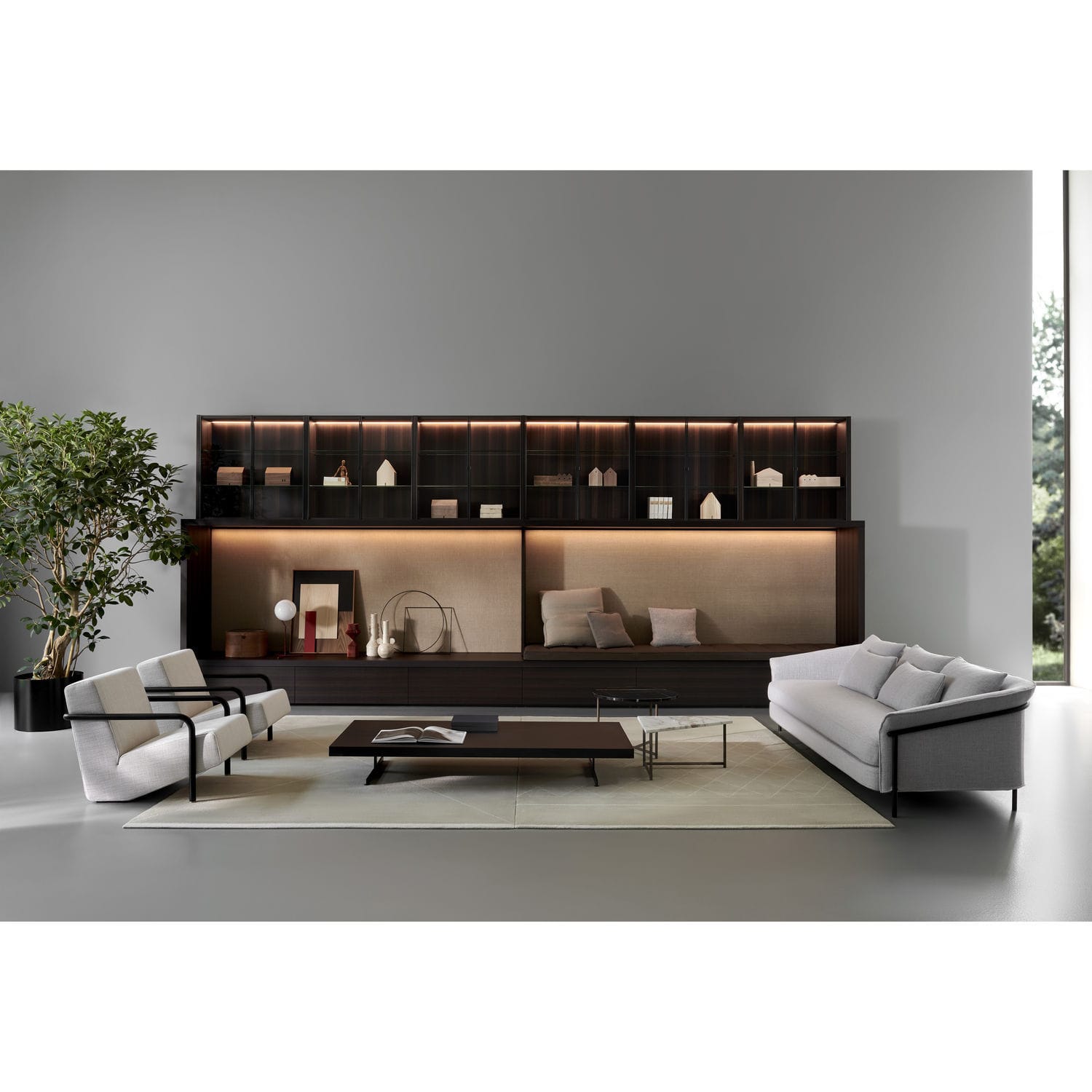 Contemporary TV wall unit - POLIFUNCTIONAL - Porro - wooden / lacquered ...