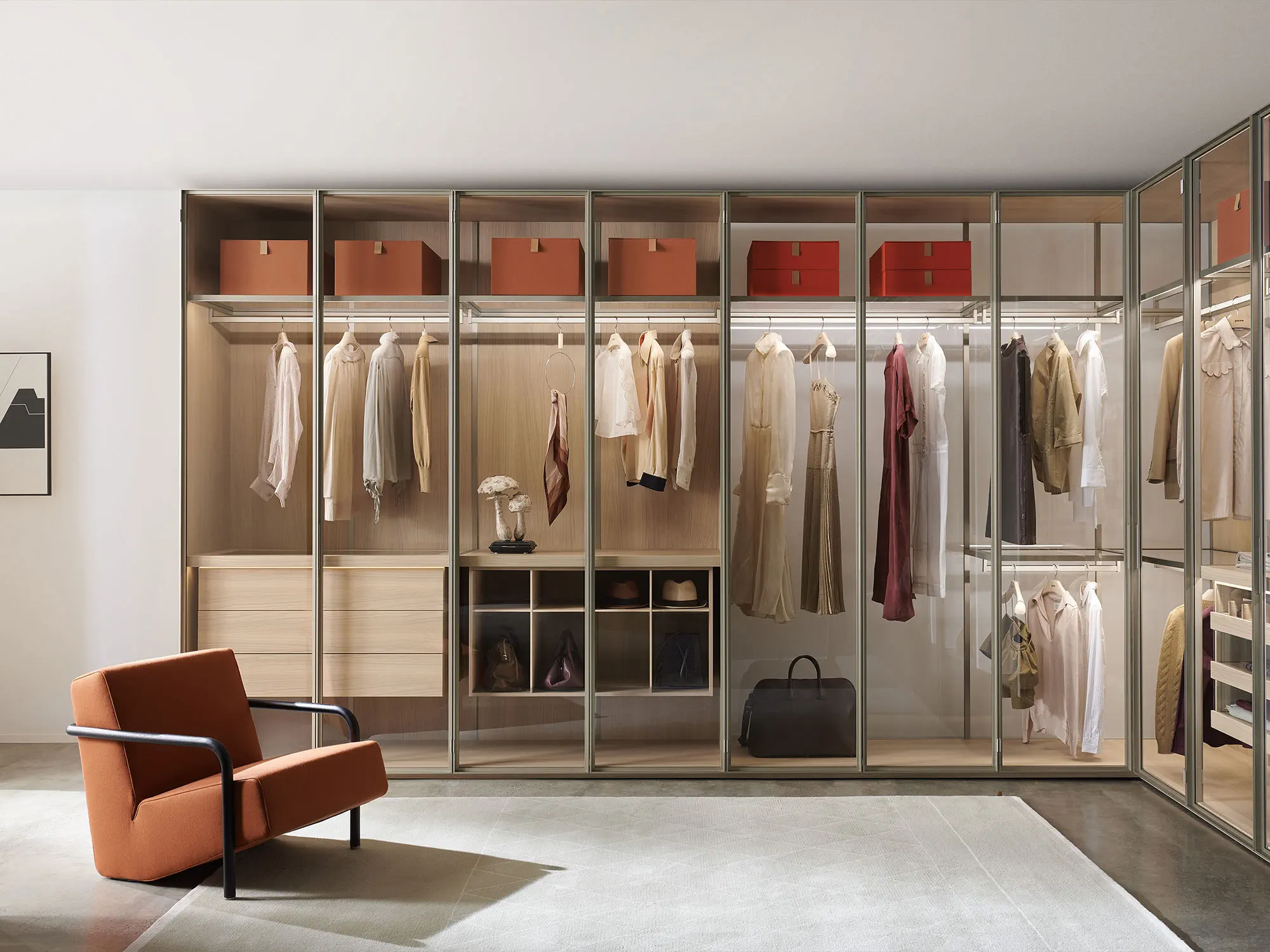 Corner wardrobe Ciliegio White Porro modular wall mounted contemporary