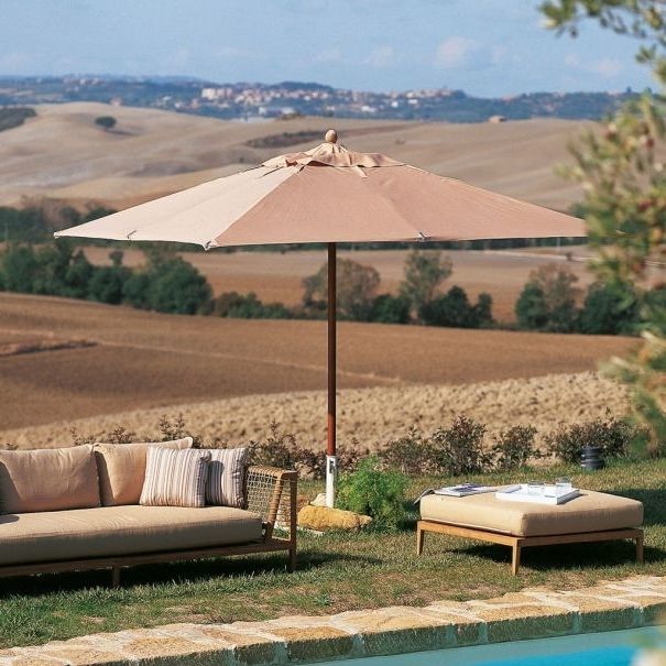 Rectangular parasol - LIPARI - Unopiù - mast-centered / aluminum / hand crank