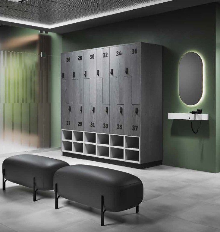 Modular upholstered bench - AURA - GEKIPS - contemporary / synthetic leather / metal base