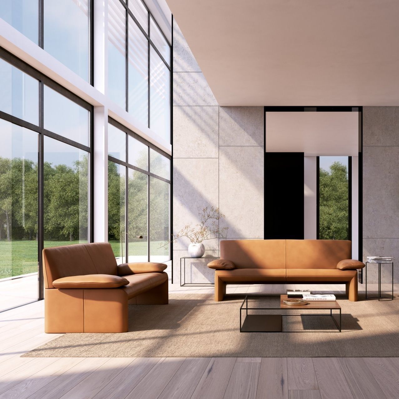 Contemporary sofa - LINEA - JORI - fabric / leather / customizable color