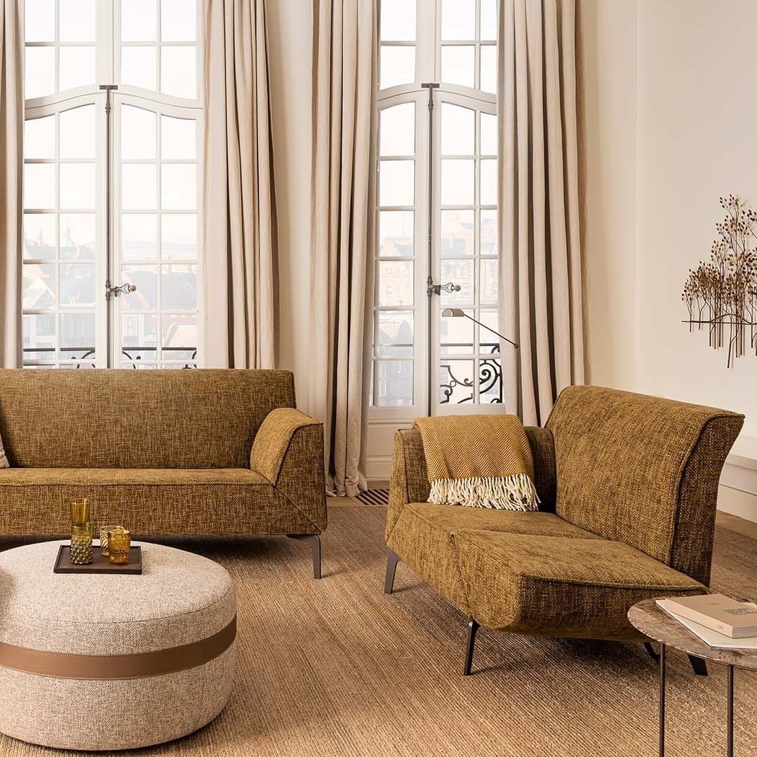 Contemporary sofa - PACIFIC PURE - JORI - fabric / leather / with armrests