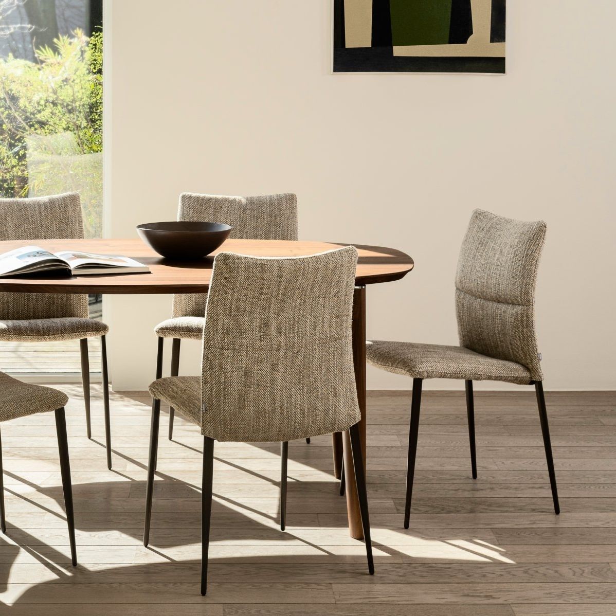 Contemporary dining chair - OSCARINI - JORI - indoor / fabric / leather