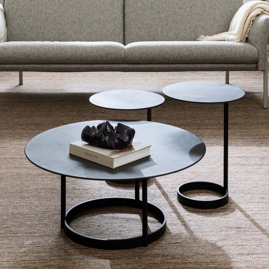Contemporary nesting tables - SPOSA - JORI - leather / lacquered metal ...