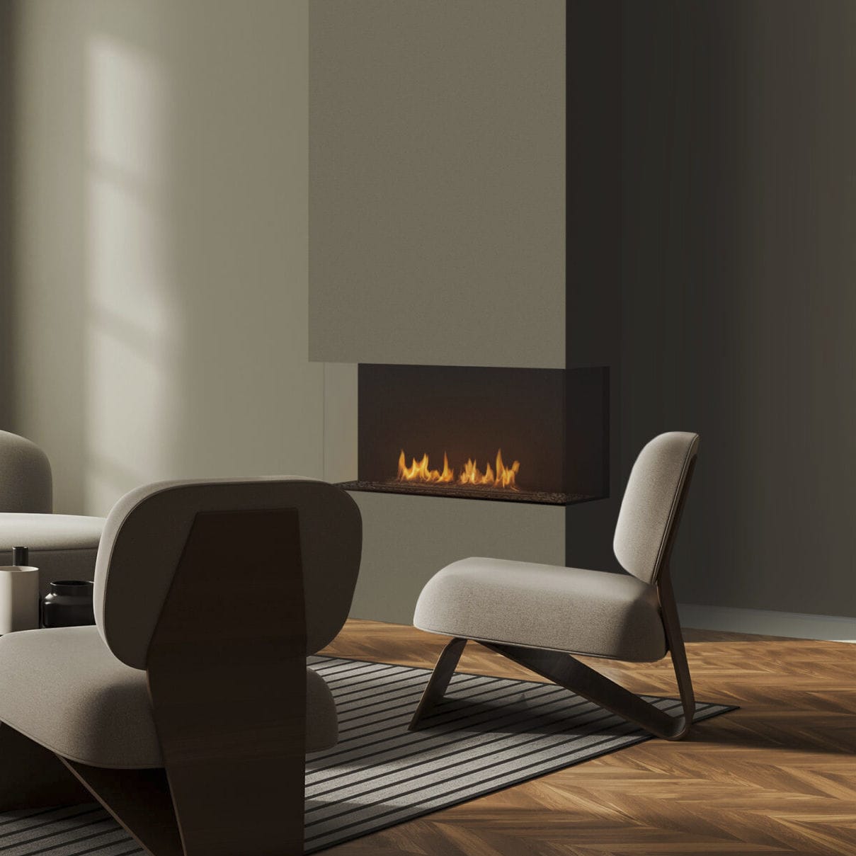 Bioethanol fireplace - STONE CORE - Planika - built-in / wall / 3-sided