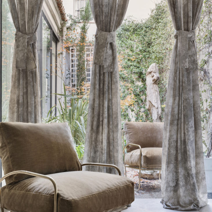 Patterned sheer curtain fabric - MYTHOLOGY : NEREIDA 0X - LIZZO - linen ...