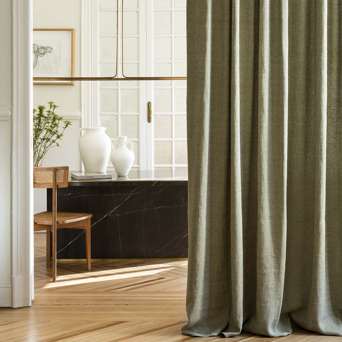 Curtain fabric - VIVACE - LIZZO - plain / linen / synthetic
