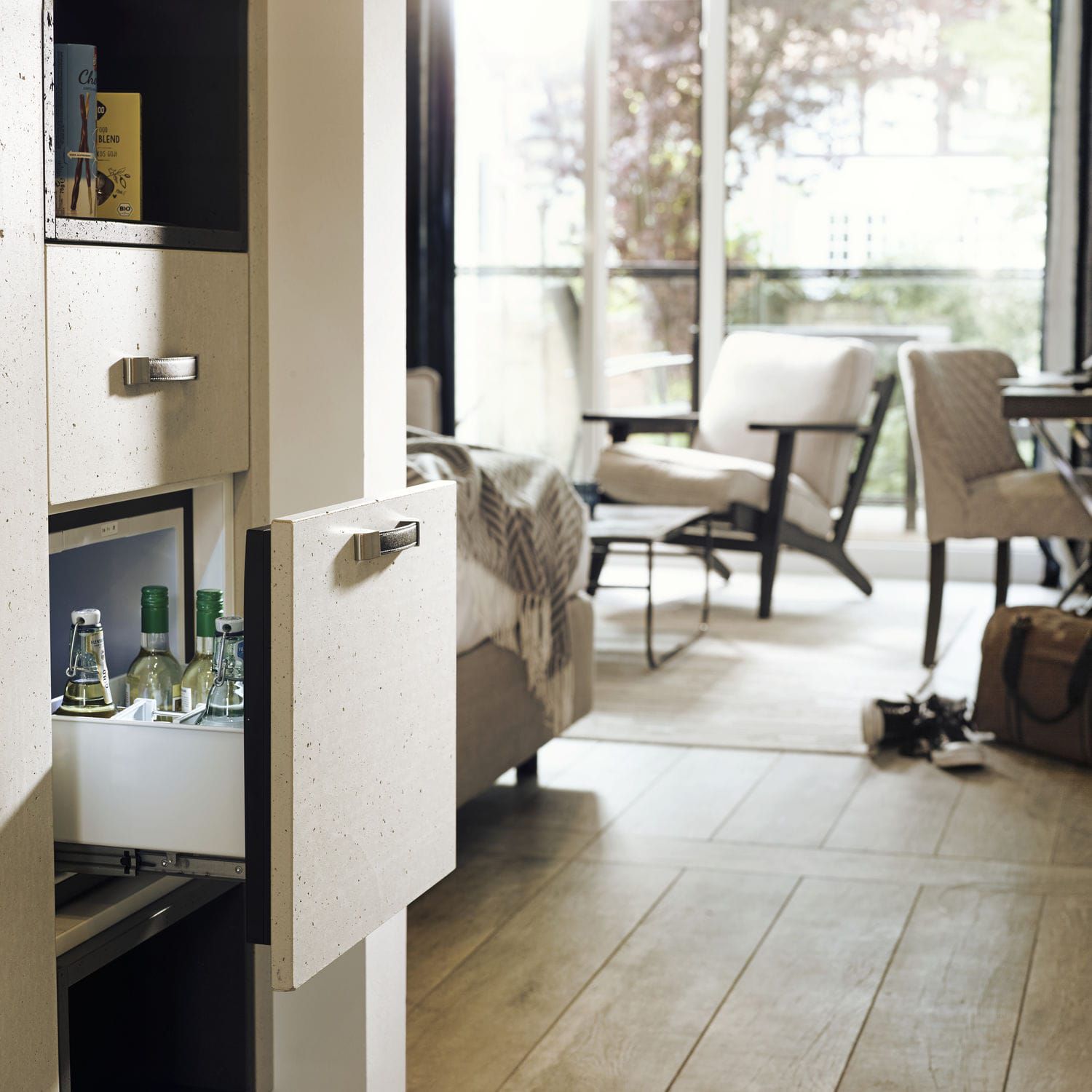 Compact minibar - PRIMO UK - Minibar Systems - glazed / with drawer / chest