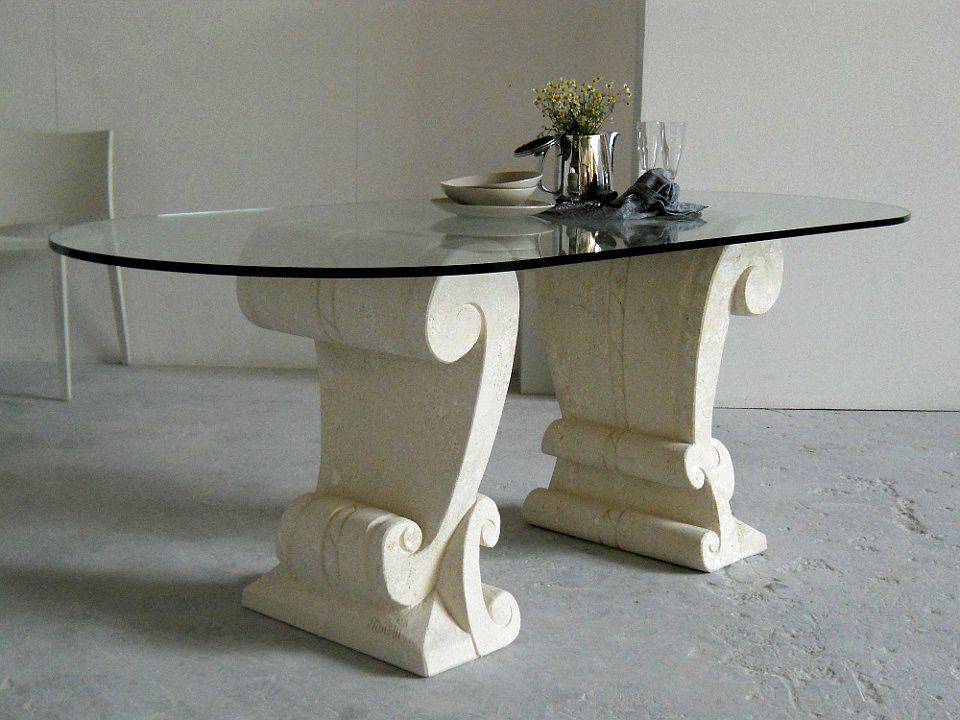 Contemporary table - ELISEO - stonebreakers - crystal / stone base / oval