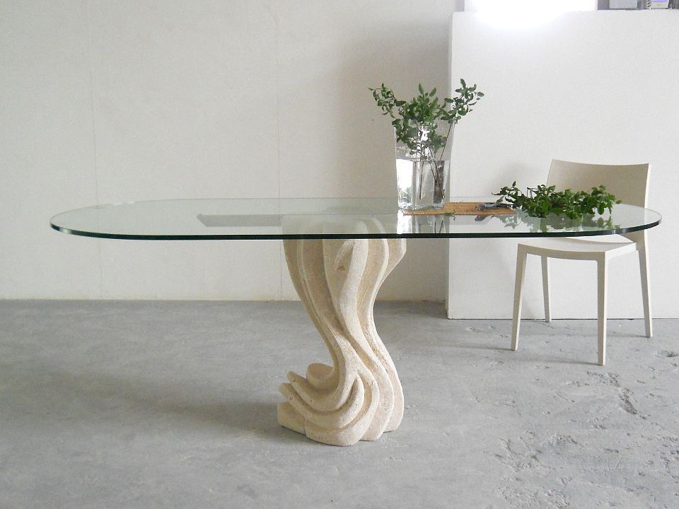 Contemporary dining table - Essenza - stonebreakers - crystal / stone ...