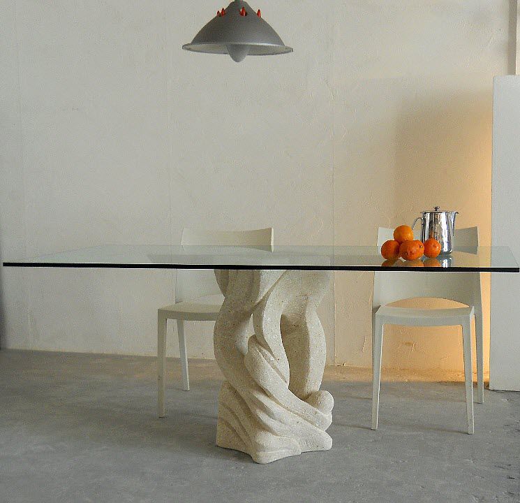 Contemporary table - AUSTRALE - stonebreakers - crystal / stone base ...