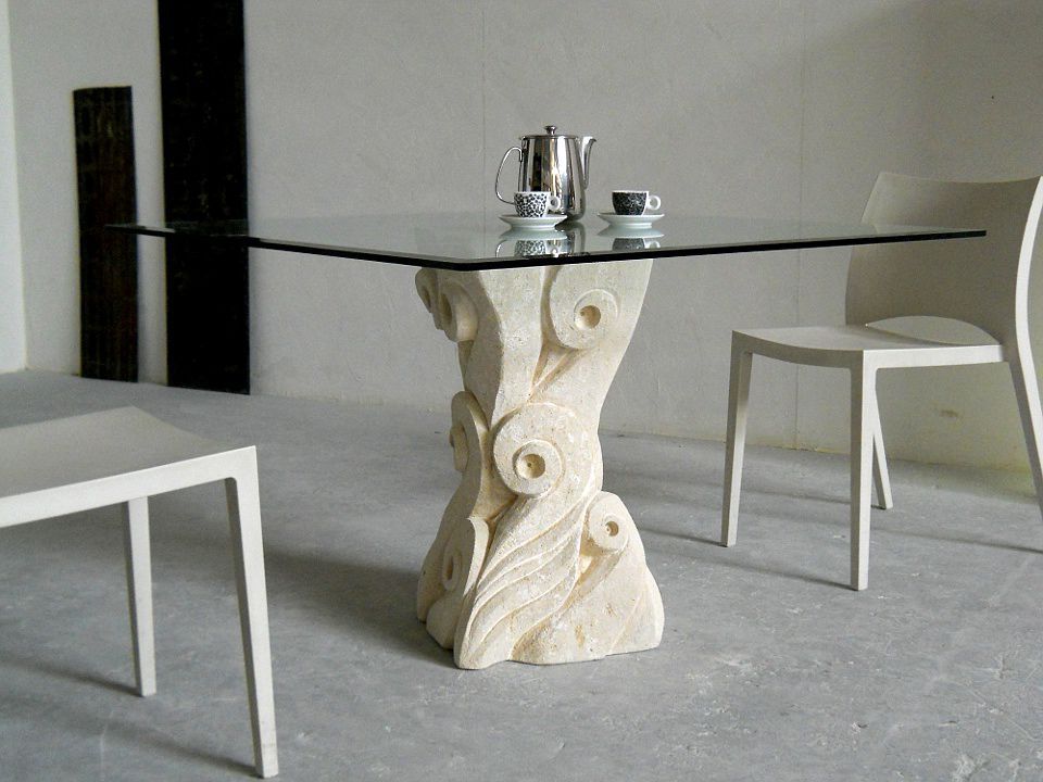 Contemporary dining table - Apollo - stonebreakers - crystal / stone ...