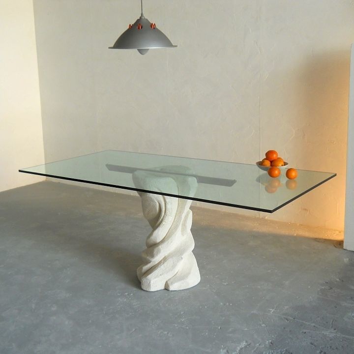 Contemporary dining table - Mezzaluna - stonebreakers - crystal / stone ...