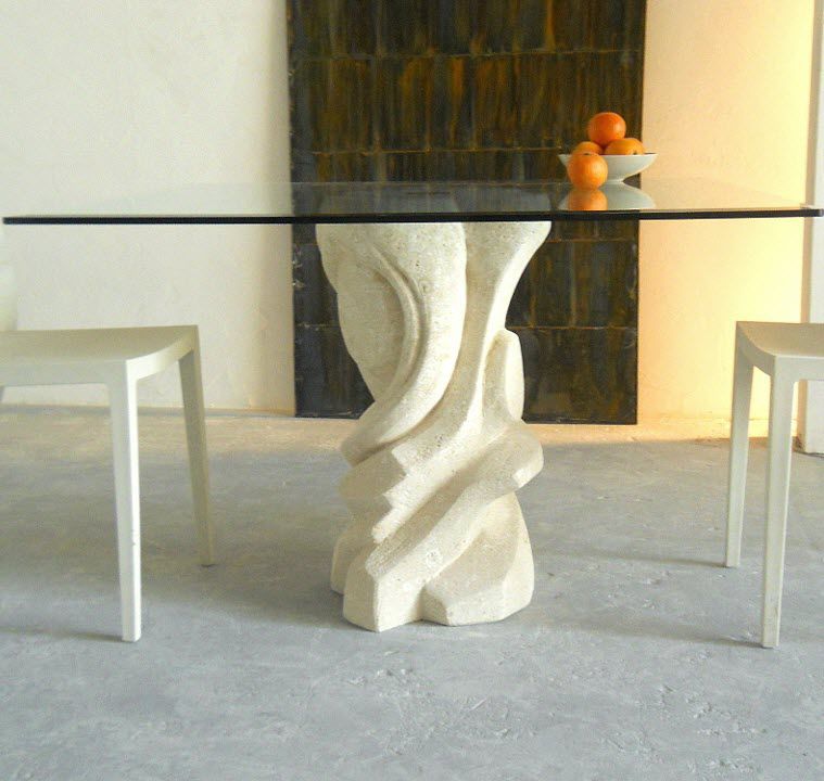 Contemporary dining table - Mezzaluna - stonebreakers - crystal / stone ...