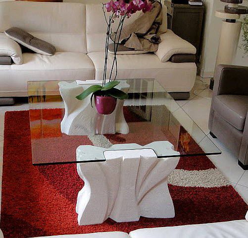 Contemporary table - Contrasto - stonebreakers - glass / stone base ...