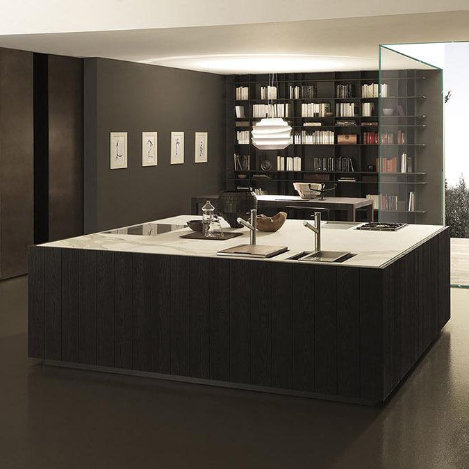 Contemporary kitchen - FLOAT - MODULNOVA - wooden / island / L-shaped