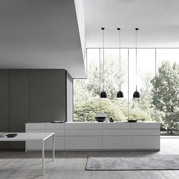 Contemporary kitchen - FLY - MODULNOVA - wooden / porcelain stoneware ...