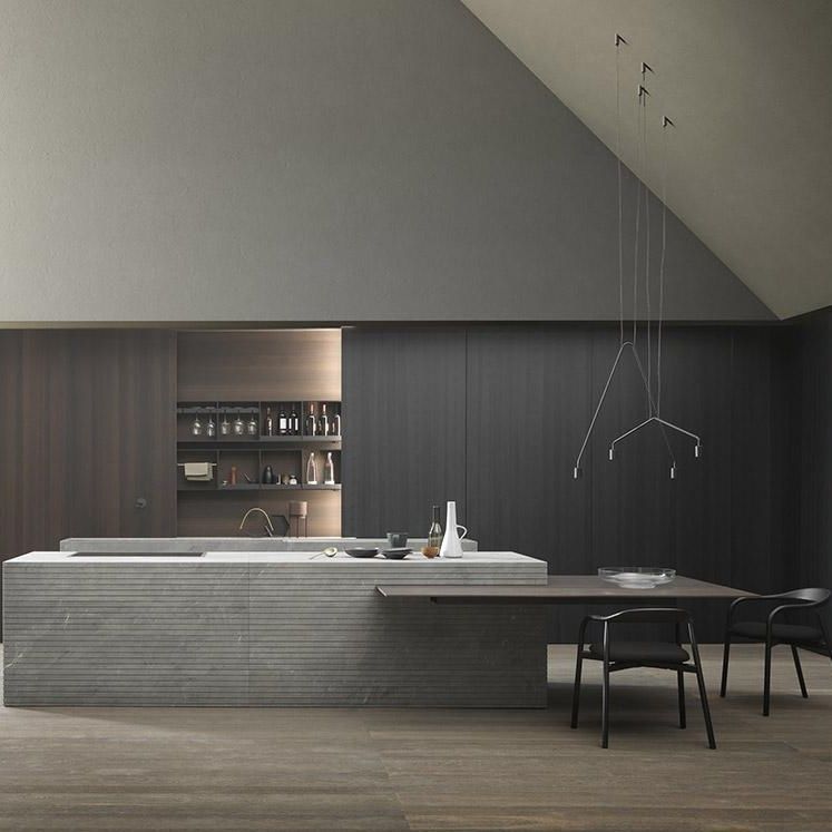 Contemporary kitchen - BLADE LAB - MODULNOVA - wooden / stone / island