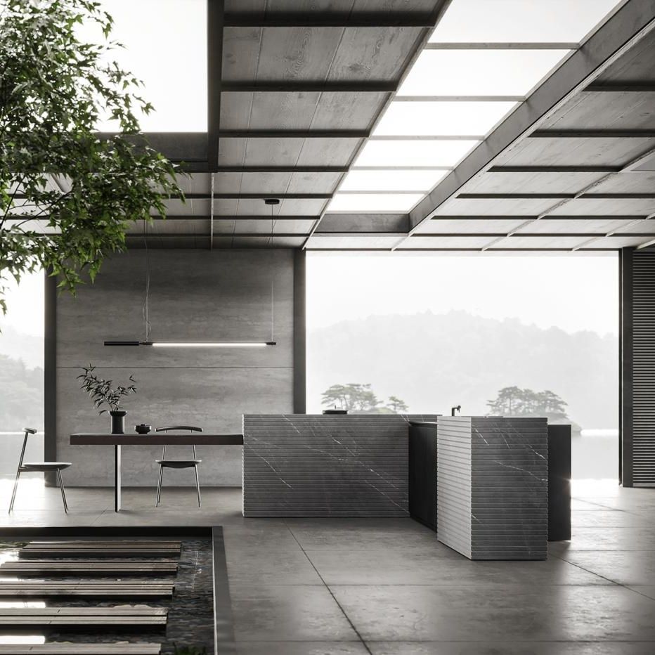 Outdoor kitchen - PROJECT 02 - MODULNOVA - contemporary / wooden / stone