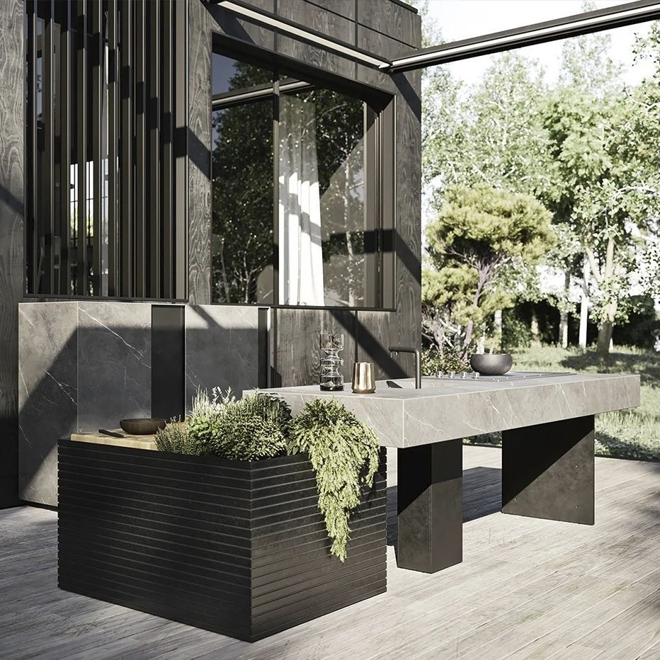 Outdoor kitchen - PROJECT 05 - MODULNOVA - contemporary / stone / island