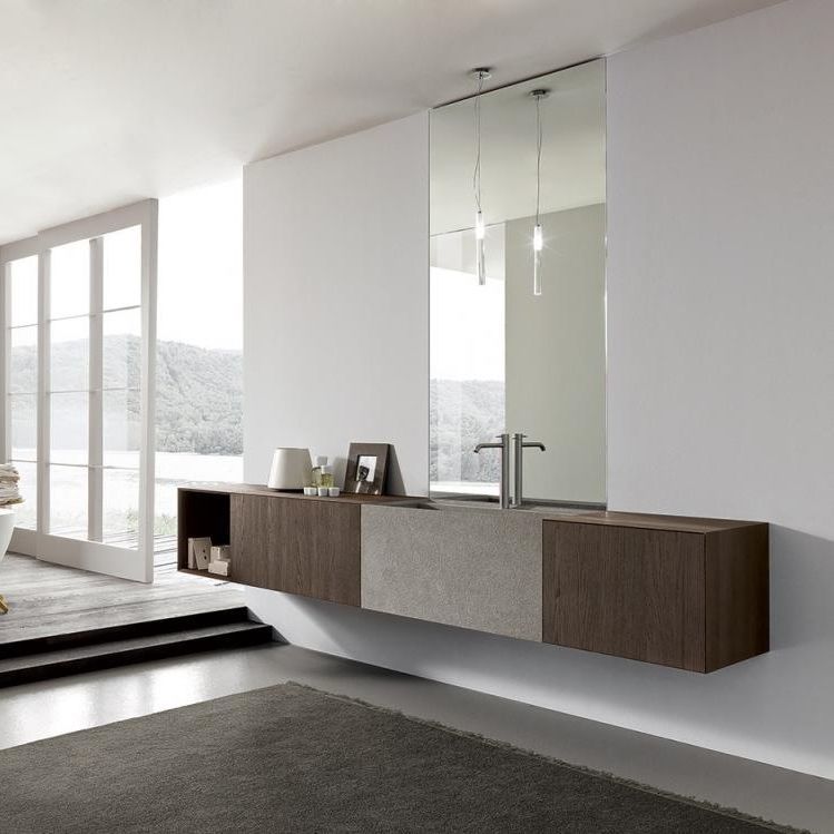 Wall-hung washbasin cabinet - MORE - MODULNOVA - wooden / contemporary ...