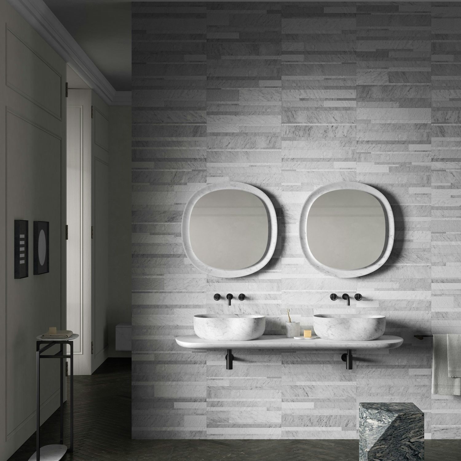 Wooden tile - STONE PARQUET - Salvatori - natural stone / stone / indoor