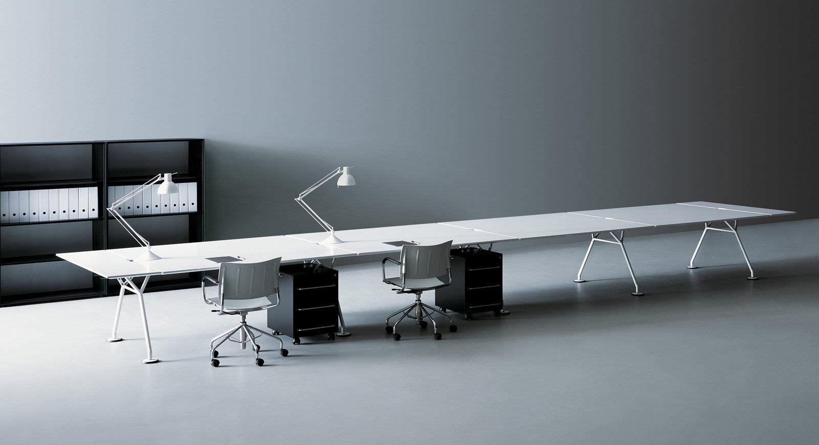 Workstation desk - NOMOS SYSTEM - TECNO - laminate / metal / tempered glass