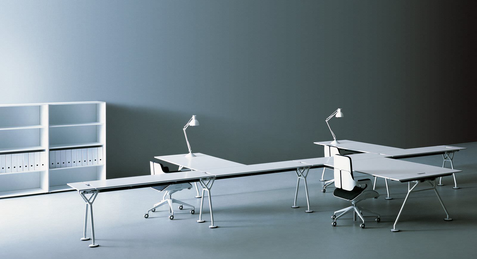 Workstation desk - NOMOS SYSTEM - TECNO - laminate / metal / tempered glass