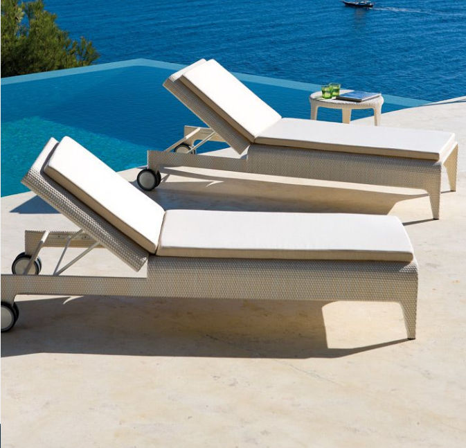 Contemporary sun lounger - U - POINT - acrylic fabric / synthetic fiber ...