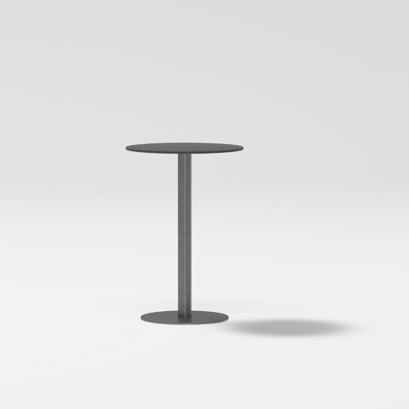 Contemporary table - LIS - POINT - painted aluminum / porcelain / teak