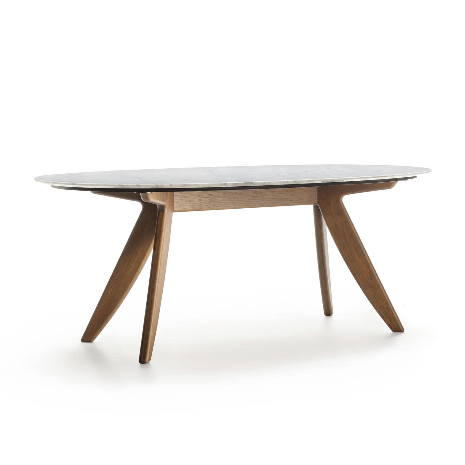 Contemporary dining table - RING - BERTO - tempered glass / marble ...