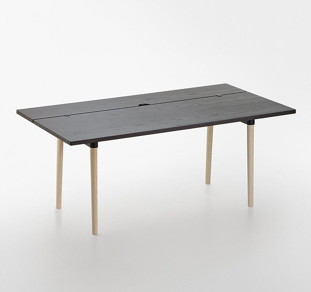 Contemporary work table - OFFSET - MAXDESIGN - ash / extruded aluminum ...