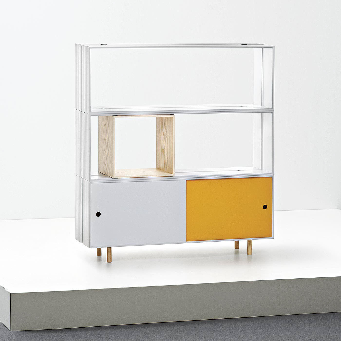 Modular shelf - OFFSET - MAXDESIGN - contemporary / MDF / ash