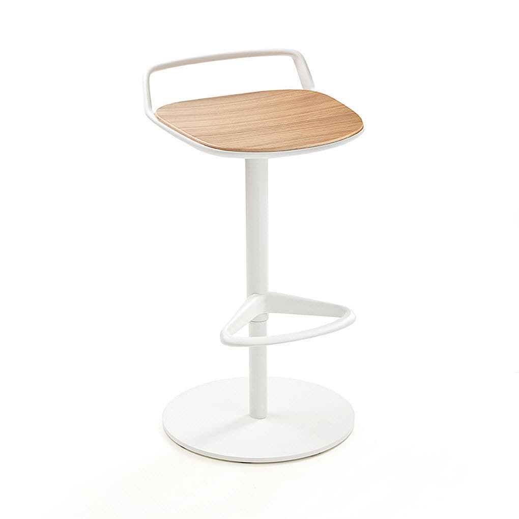 Contemporary bar stool - APPIA WORK - MAXDESIGN - leather / synthetic leather / cast aluminum base