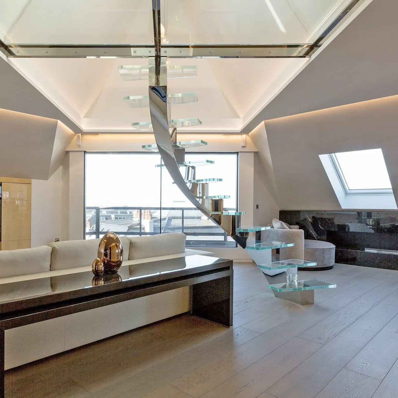 Circular staircase - Marretti - glass step / stainless steel frame / home