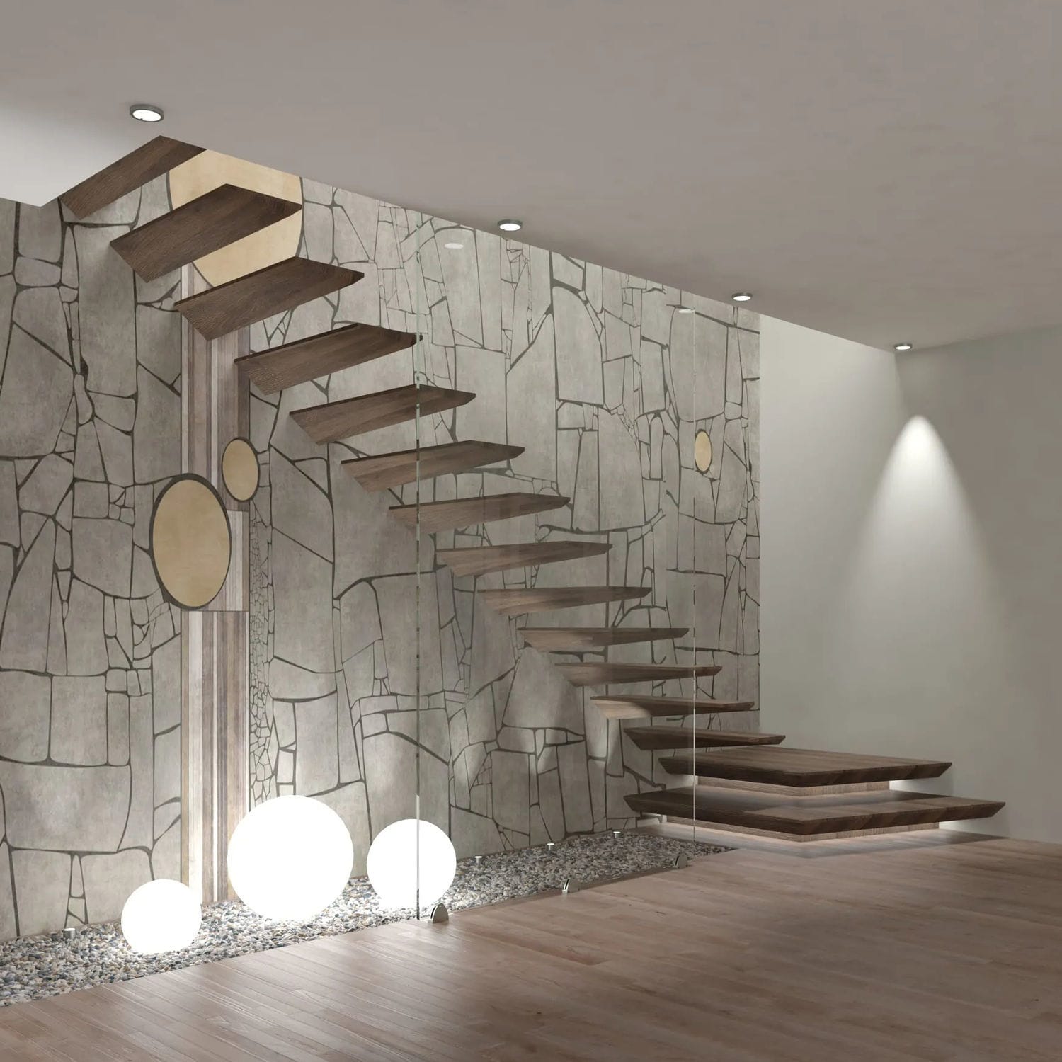 Straight staircase - Diamond - Marretti - quarter-turn / wooden step / home
