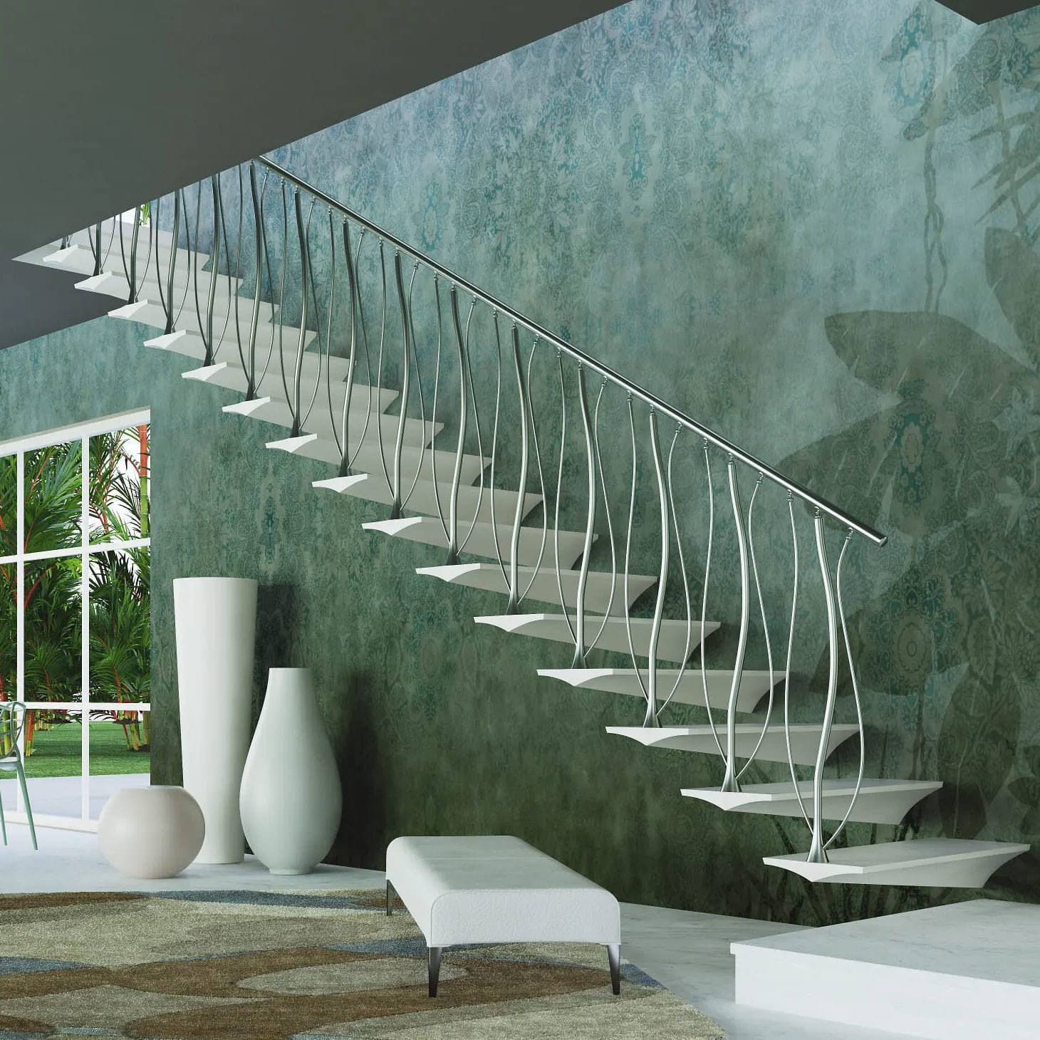 Straight staircase - Hull - Marretti - wooden step / steel frame / home
