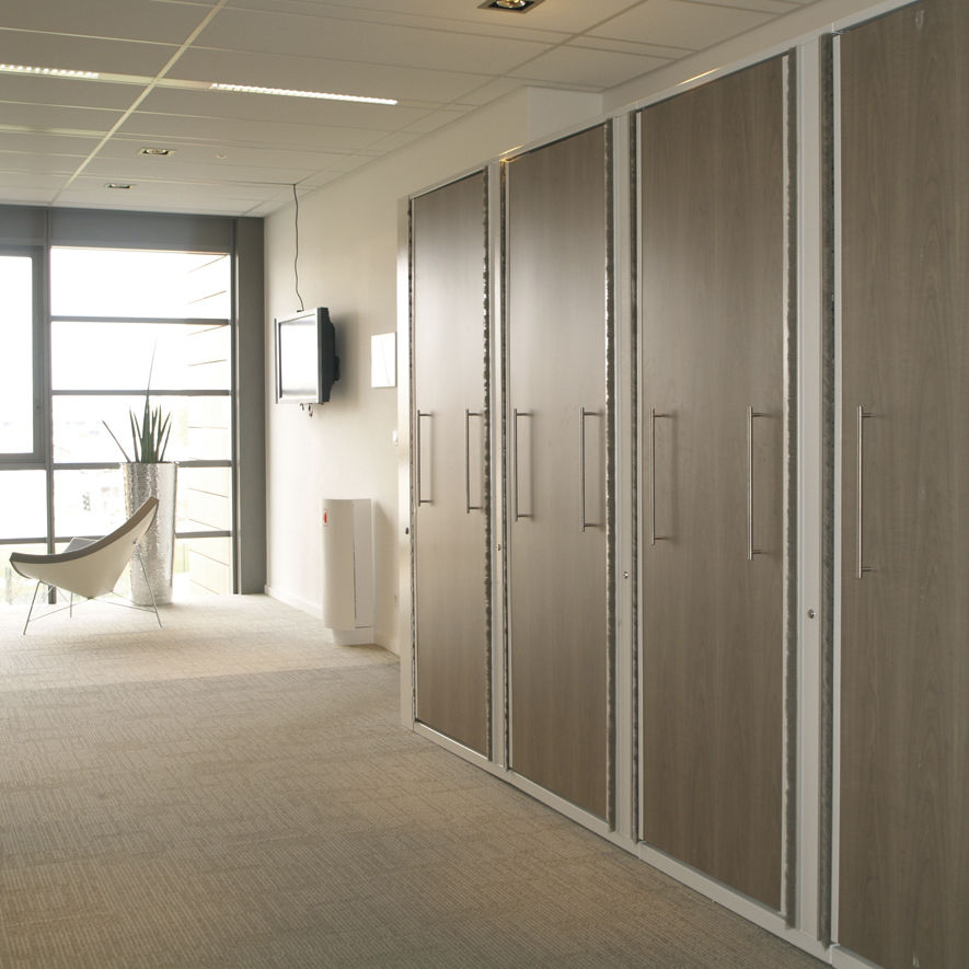 Wall-mounted filing cabinet - BICLASS - ELECTROCLASS - wood veneer ...