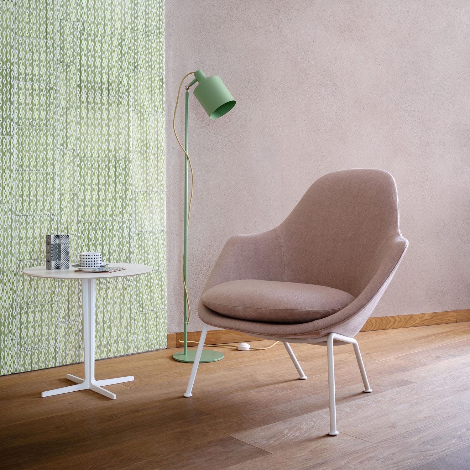 Contemporary armchair - DOT - Tacchini - fabric / steel / wooden