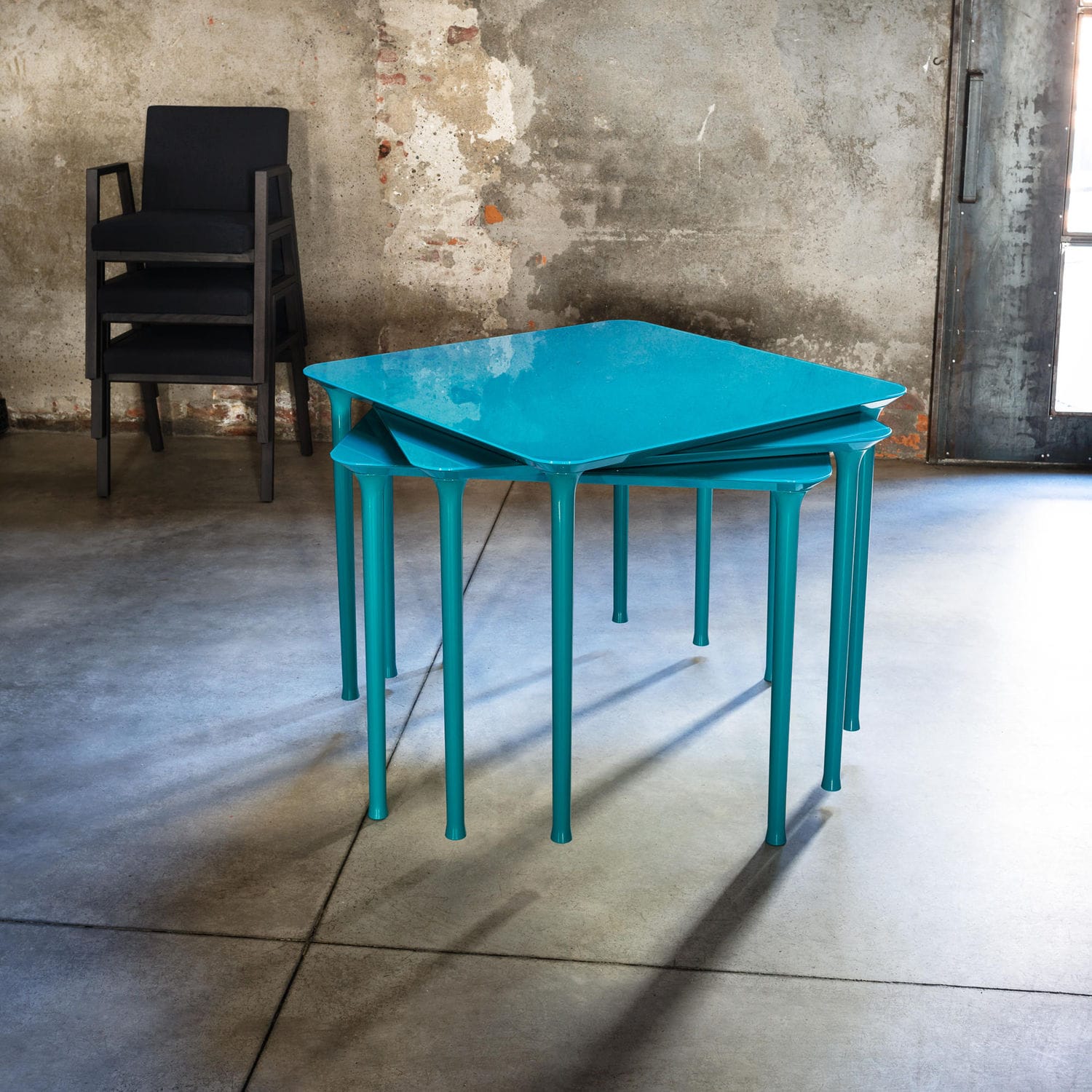 Contemporary table - SPINDLE - Tacchini - MDF / rectangular / stackable