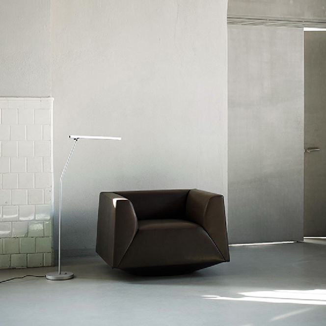 Contemporary armchair - CRYSTAL - Tacchini - fabric / gray / orange