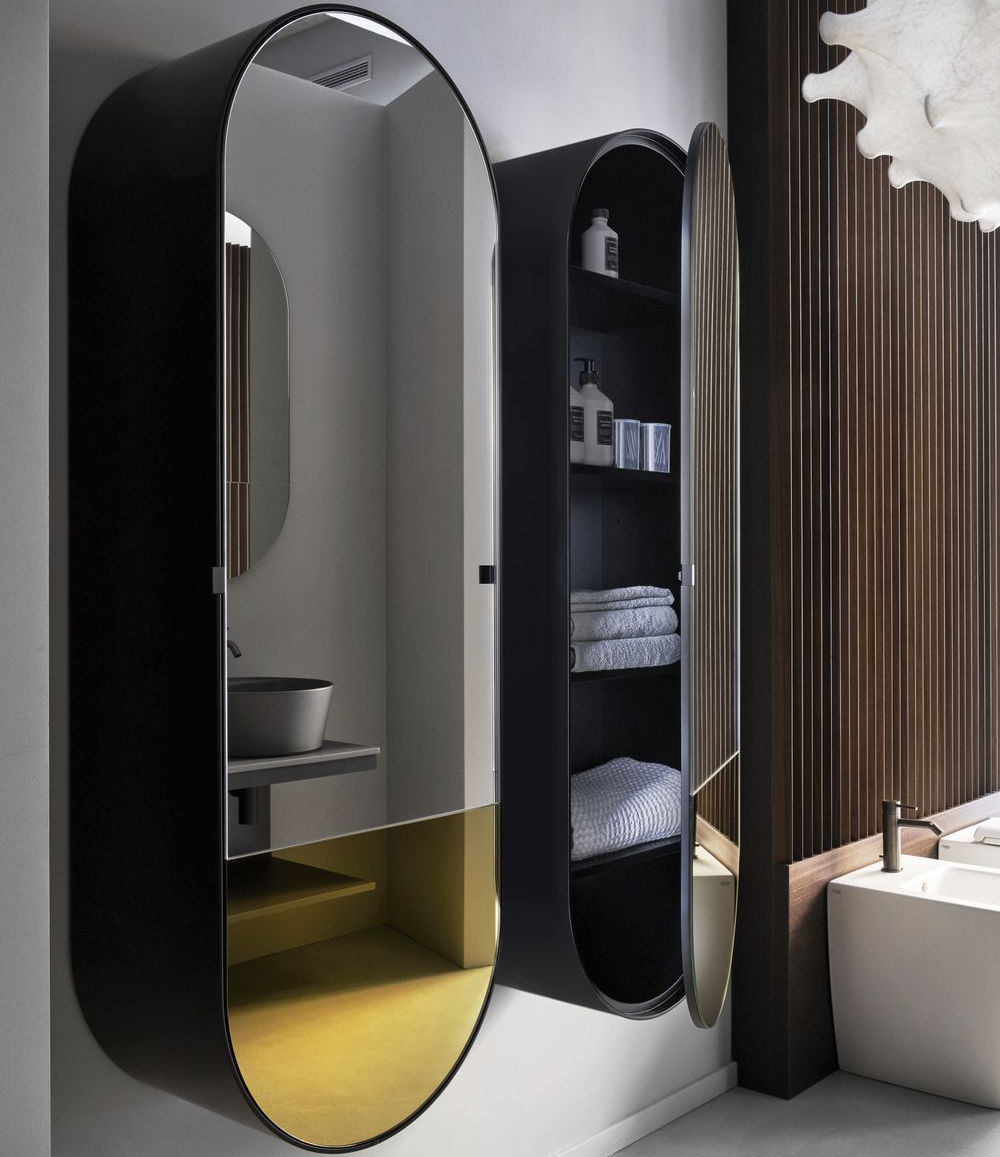 Wall-mounted mirror - ARCADIA - ELIO - MATT BLACK GOLD - Ceramica Cielo ...