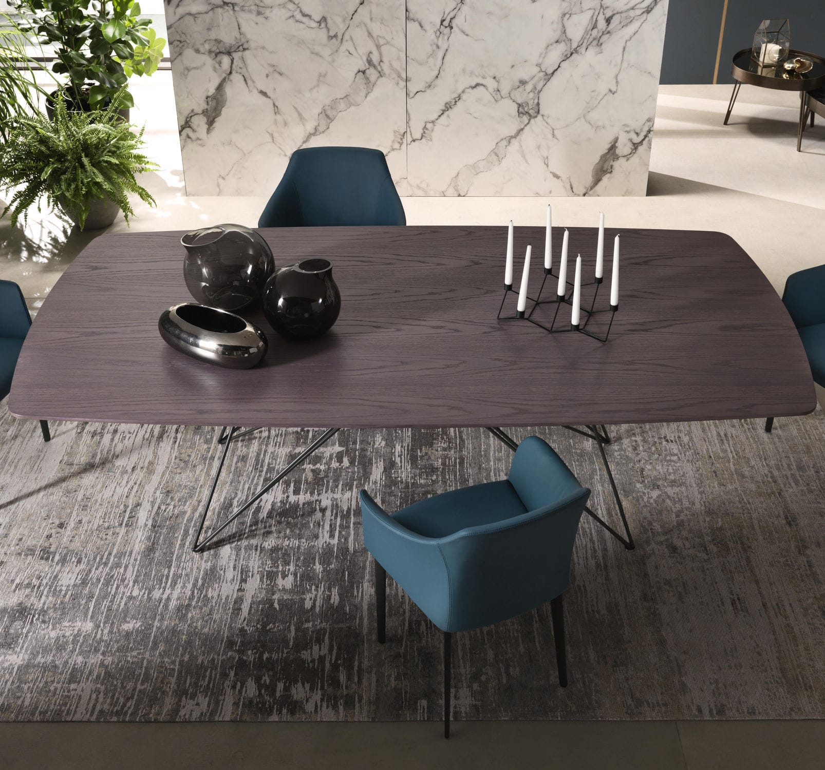 Contemporary table - PEGASO SP. 35 MM - Riflessi - wooden / metal base ...