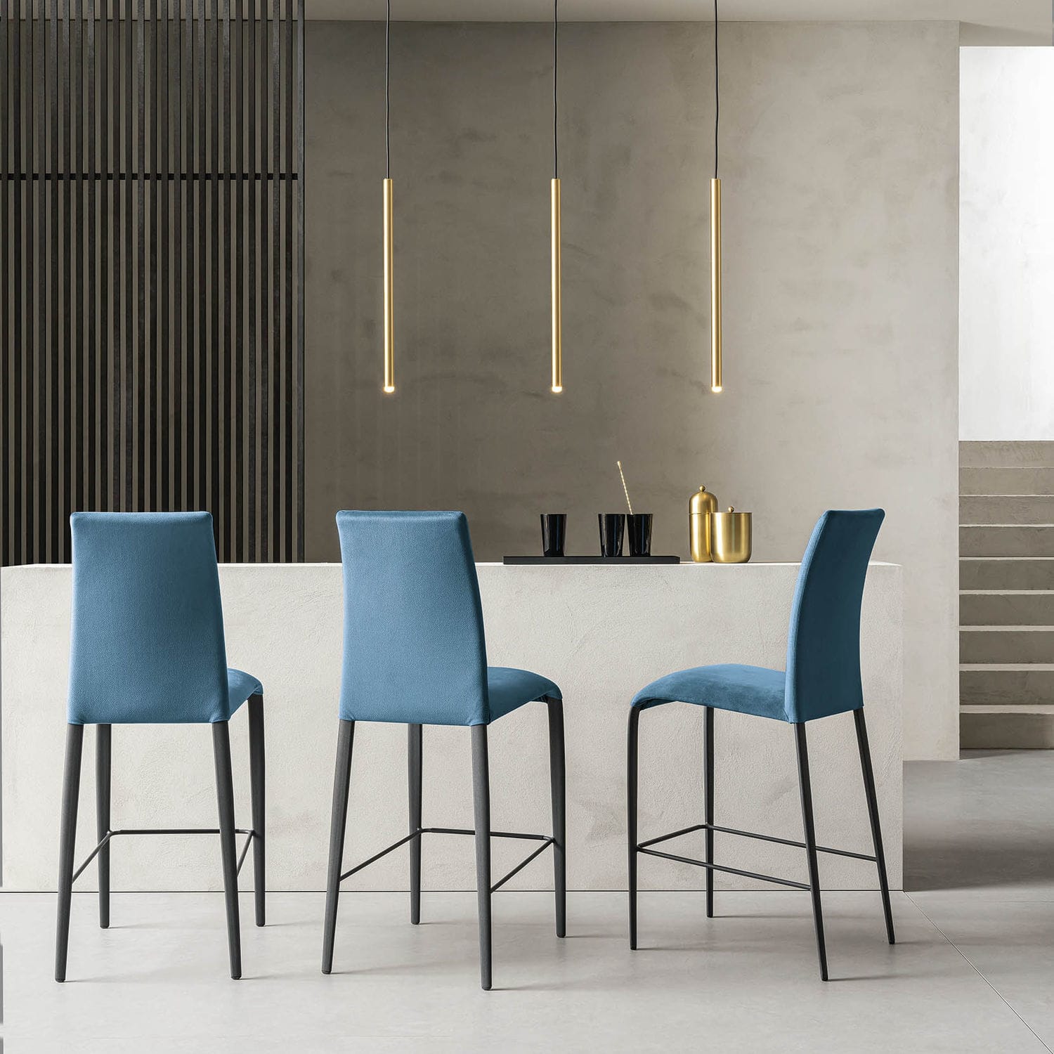 Contemporary bar chair - VITTORIA - Riflessi - indoor / fabric / steel base