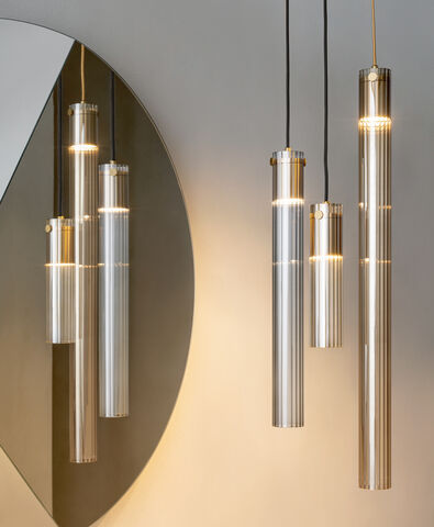 Pendant lamp - TUBE SS - Riflessi - metal / glass / contemporary