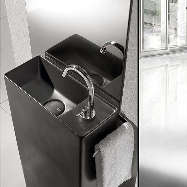 Hand basin with post - L635 - A. e T. ITALIA - rectangular / ceramic ...