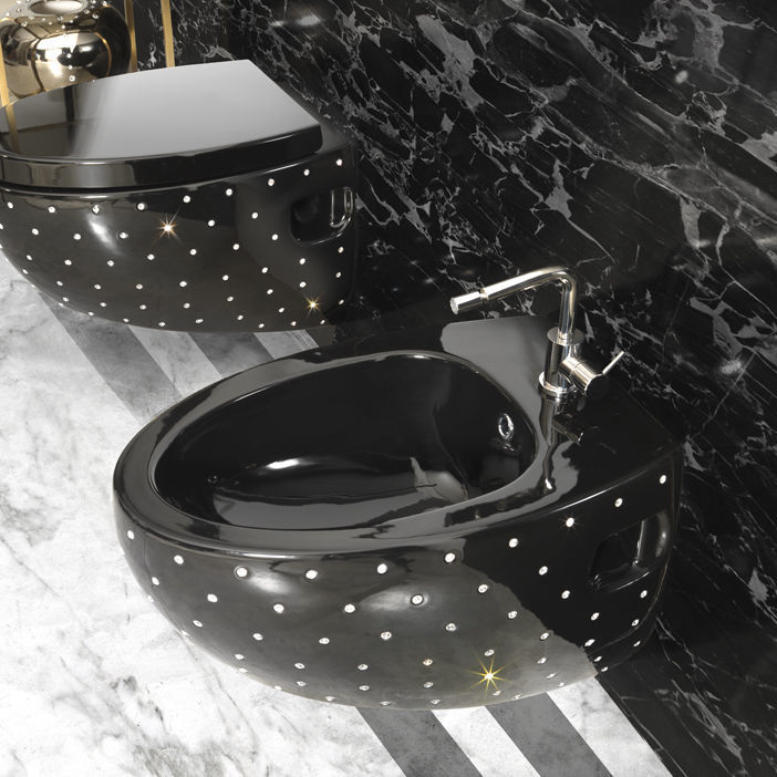 Wall-hung bidet - A. e T. ITALIA - ceramic / Swarovski® crystal